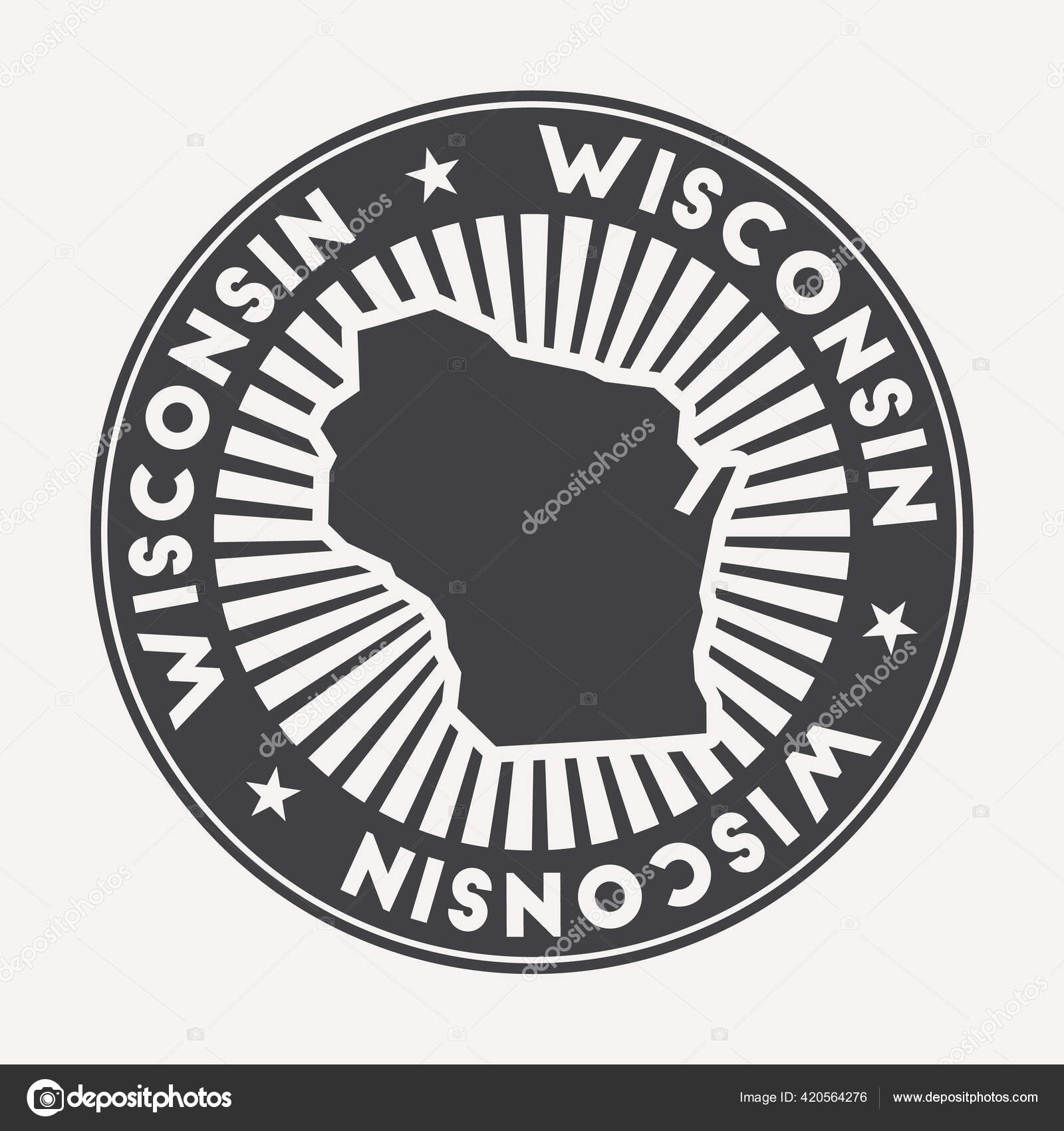 Wisconsin round logo Vintage travel badge with the circular name and ...