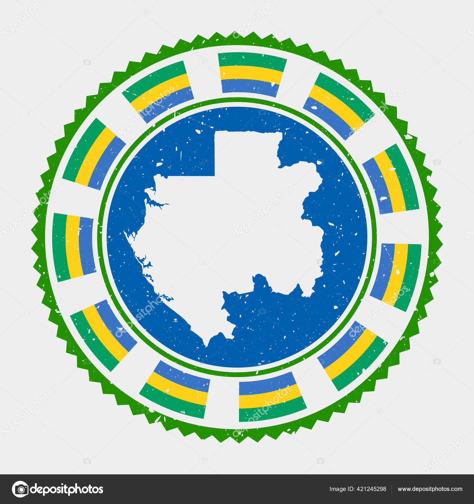 Gabon grunge stamp Round logo with map and flag of Gabon Country stamp ...