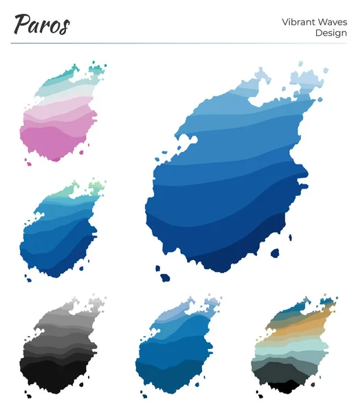 Set of vector maps of Maui Vibrant waves design Bright map of island in geometric smooth curves ...