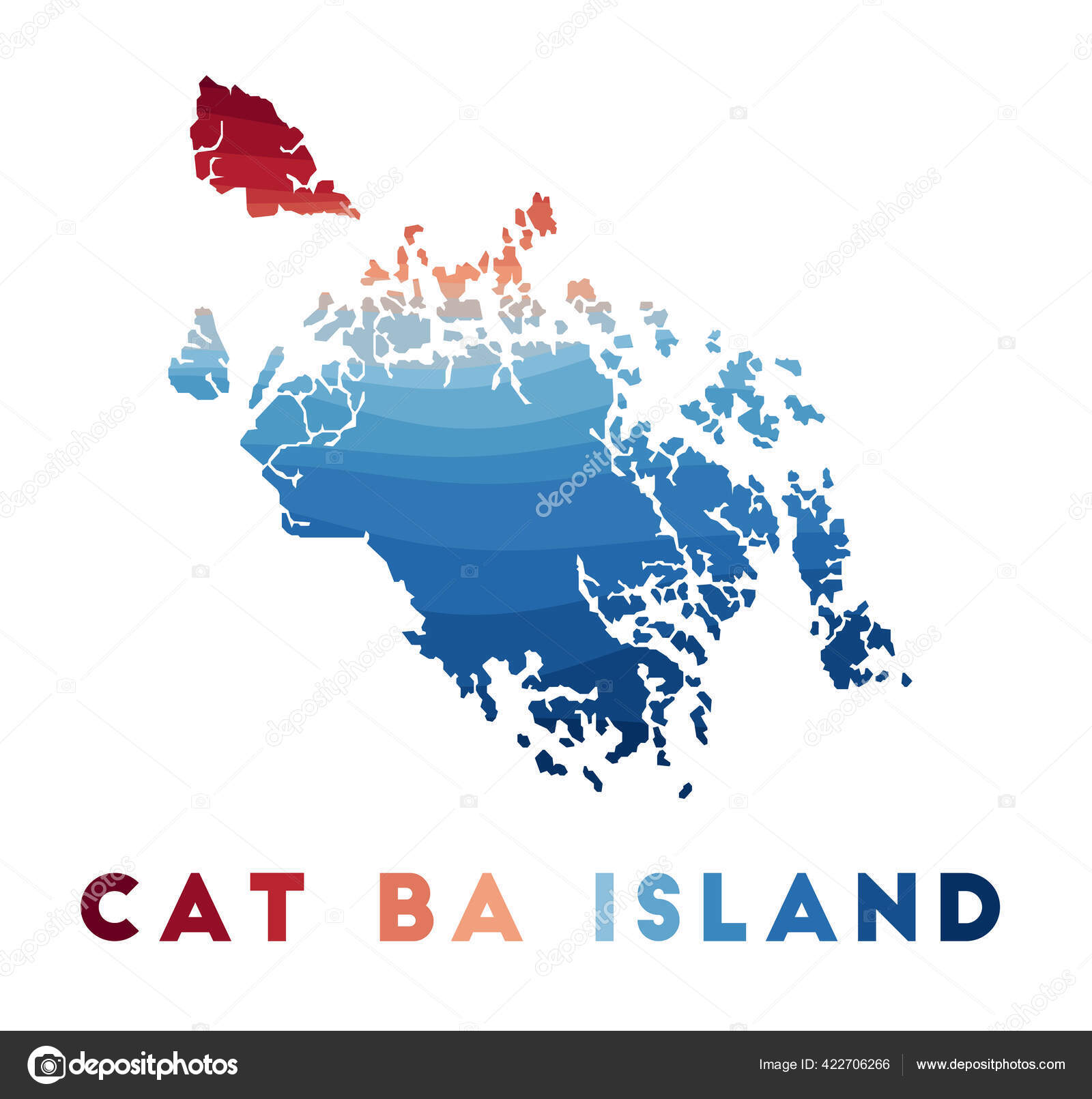 Cat Ba Island map Map of the island with beautiful geometric waves in ...