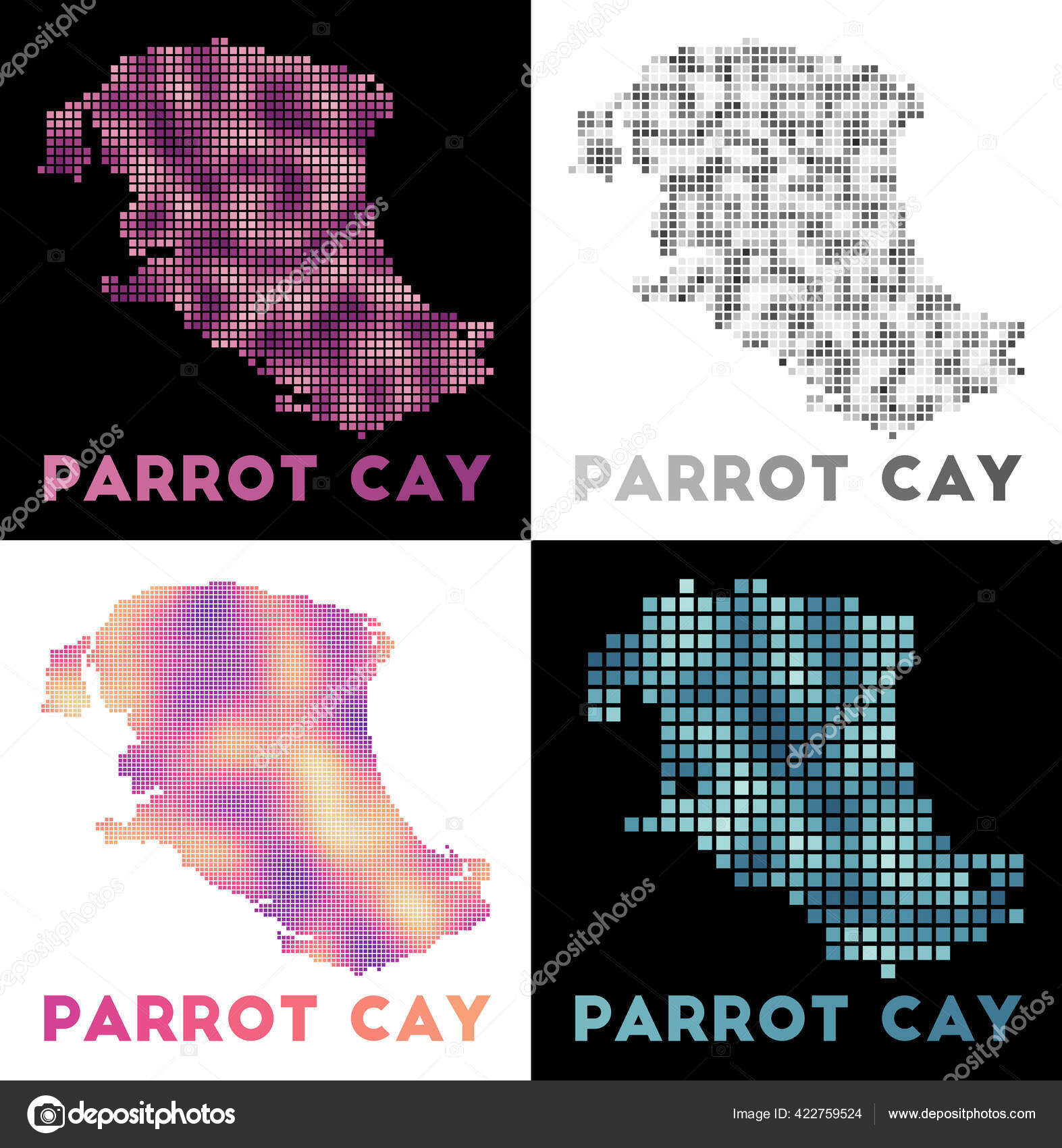Parrot Cay map Collection of map of Parrot Cay in dotted style Borders ...