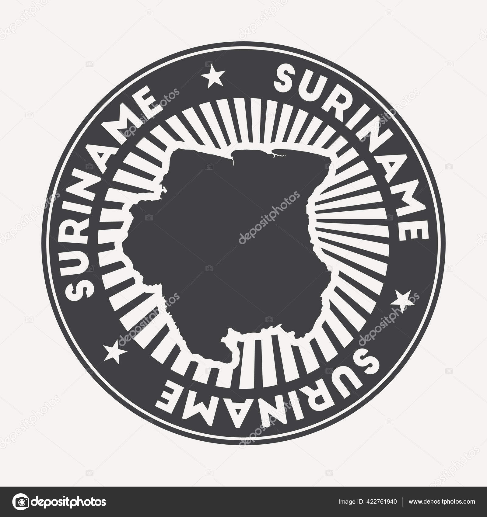 Suriname round logo Vintage travel badge with the circular name and map ...
