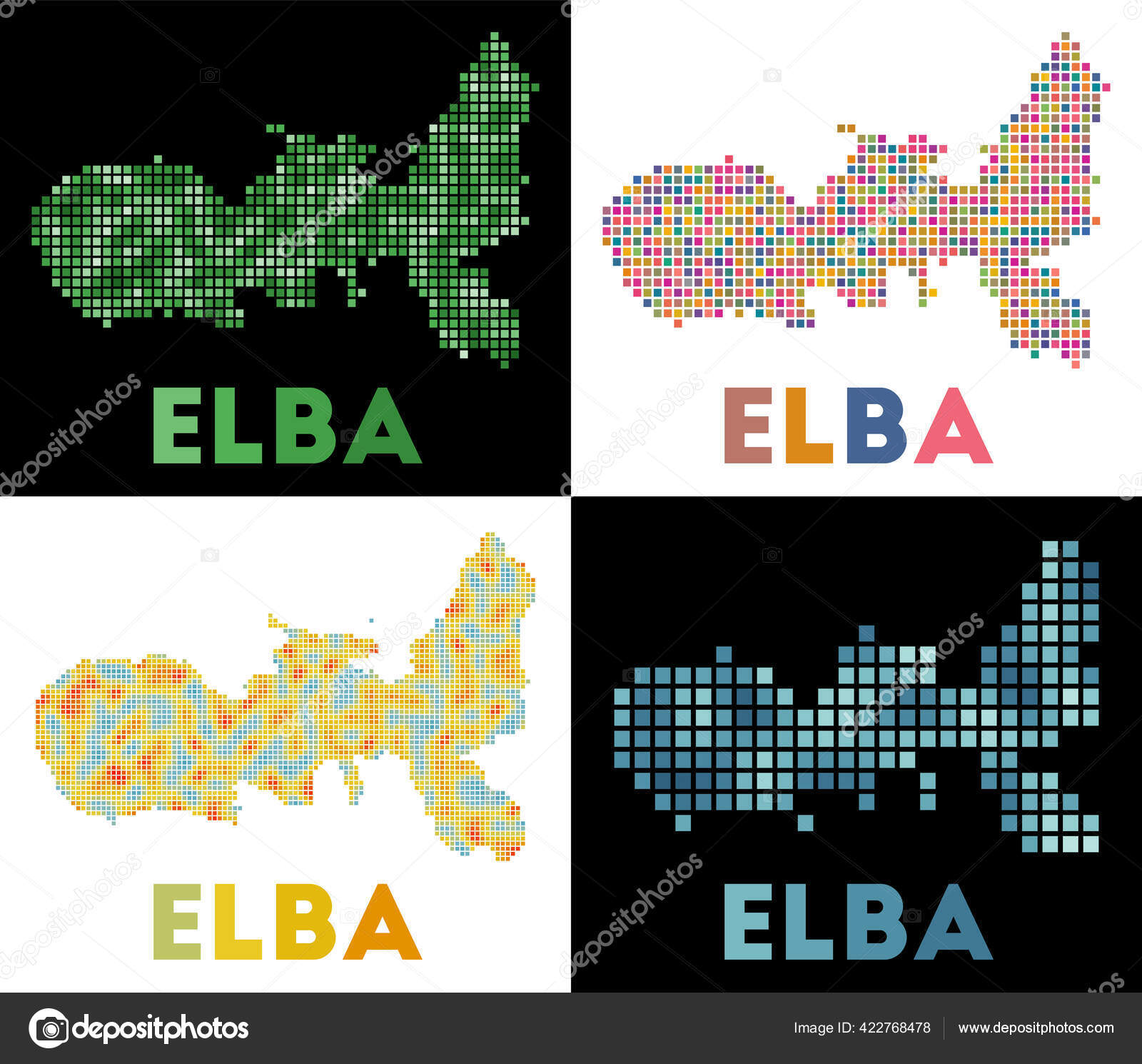 Elba map Collection of map of Elba in dotted style Borders of the ...