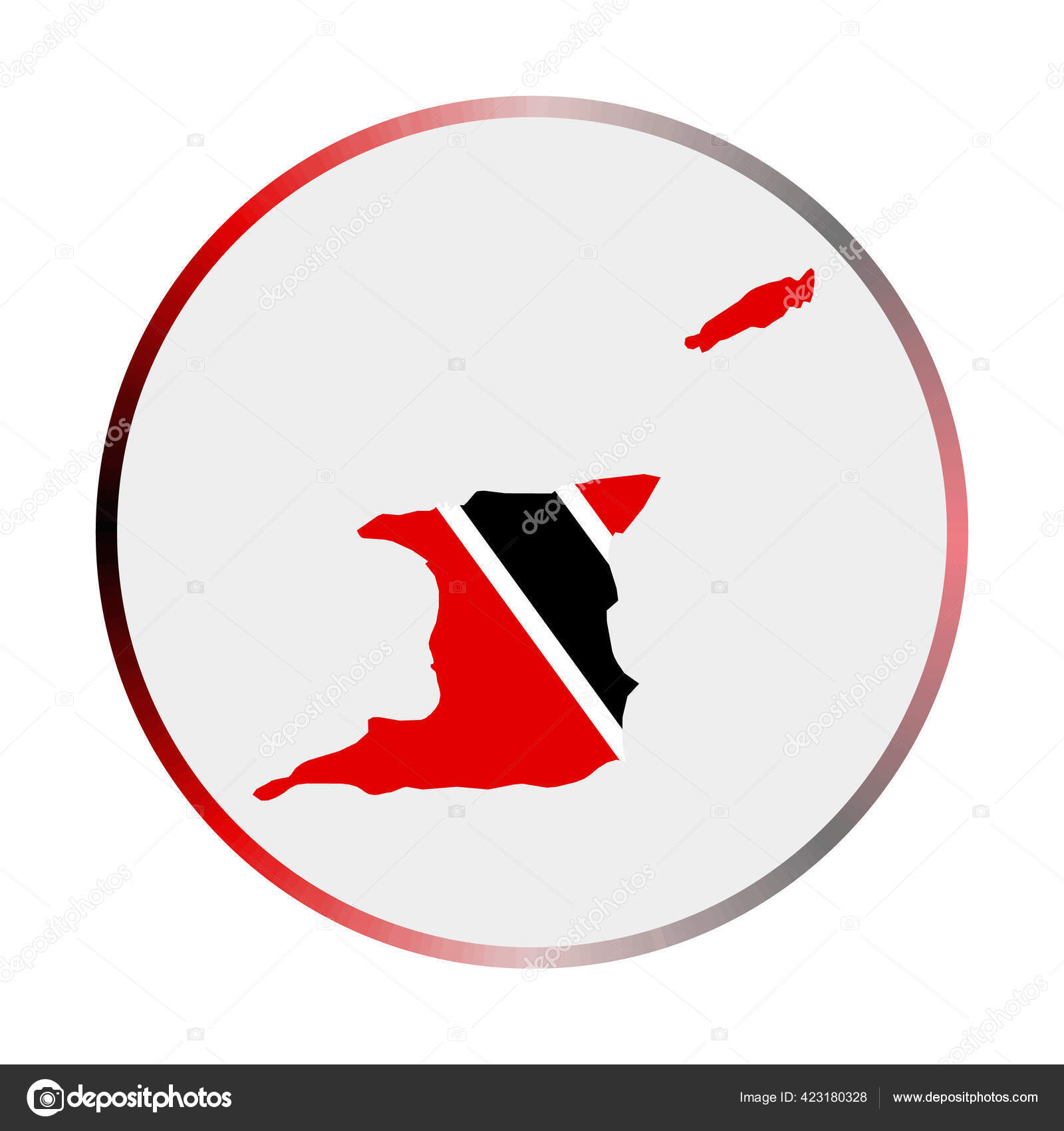 Trinidad and Tobago icon Shape of the country with Trinidad and Tobago flag Round sign with flag ...