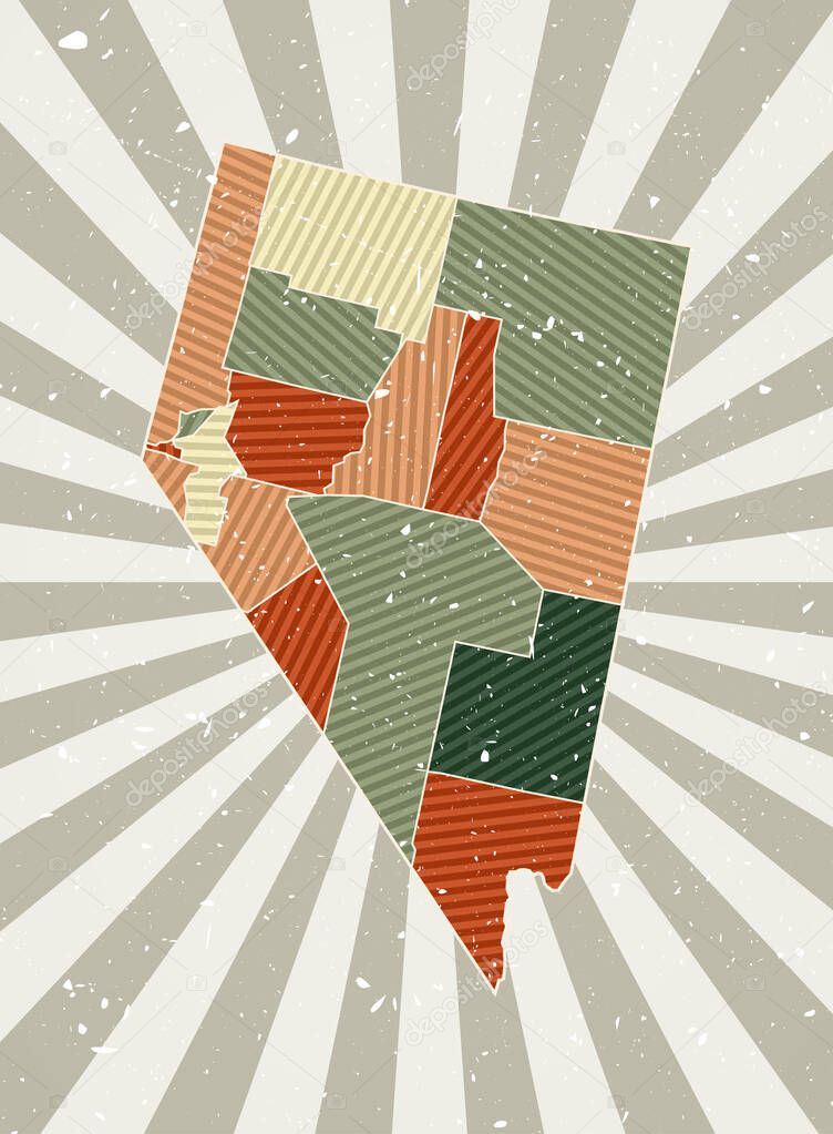 Mapa vintage de Nevada Cartel grunge con el mapa de Estados Unidos en ...