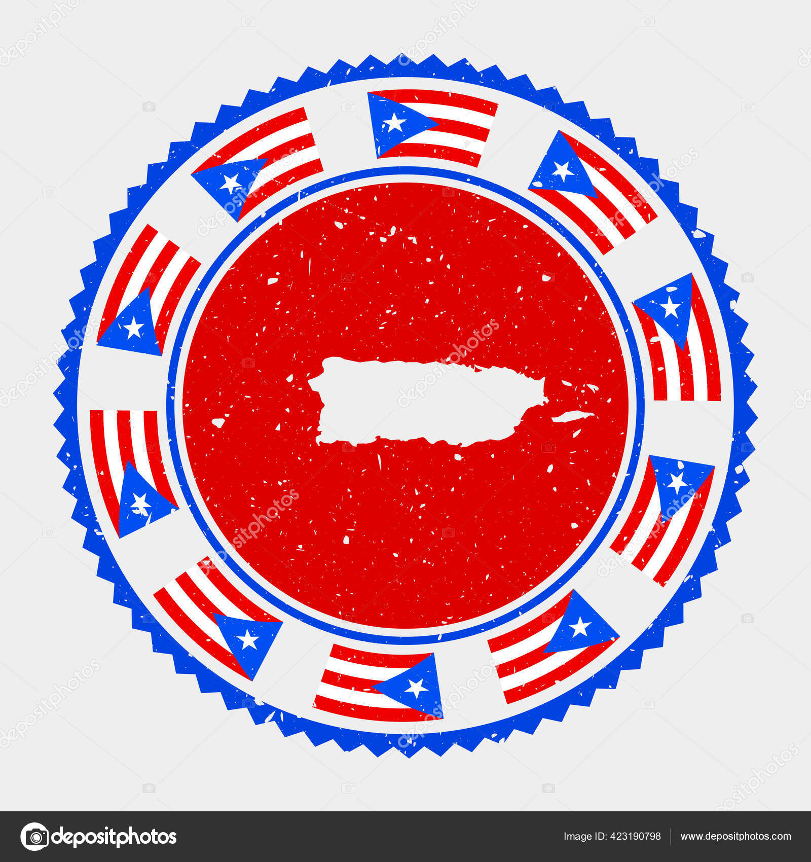 Sello grunge Puerto Rico Logo redondo con mapa y bandera de Puerto Rico ...