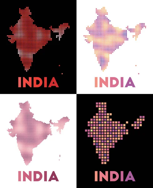 Indien kort design Kort over landet med regioner i emeraldamethyst ...