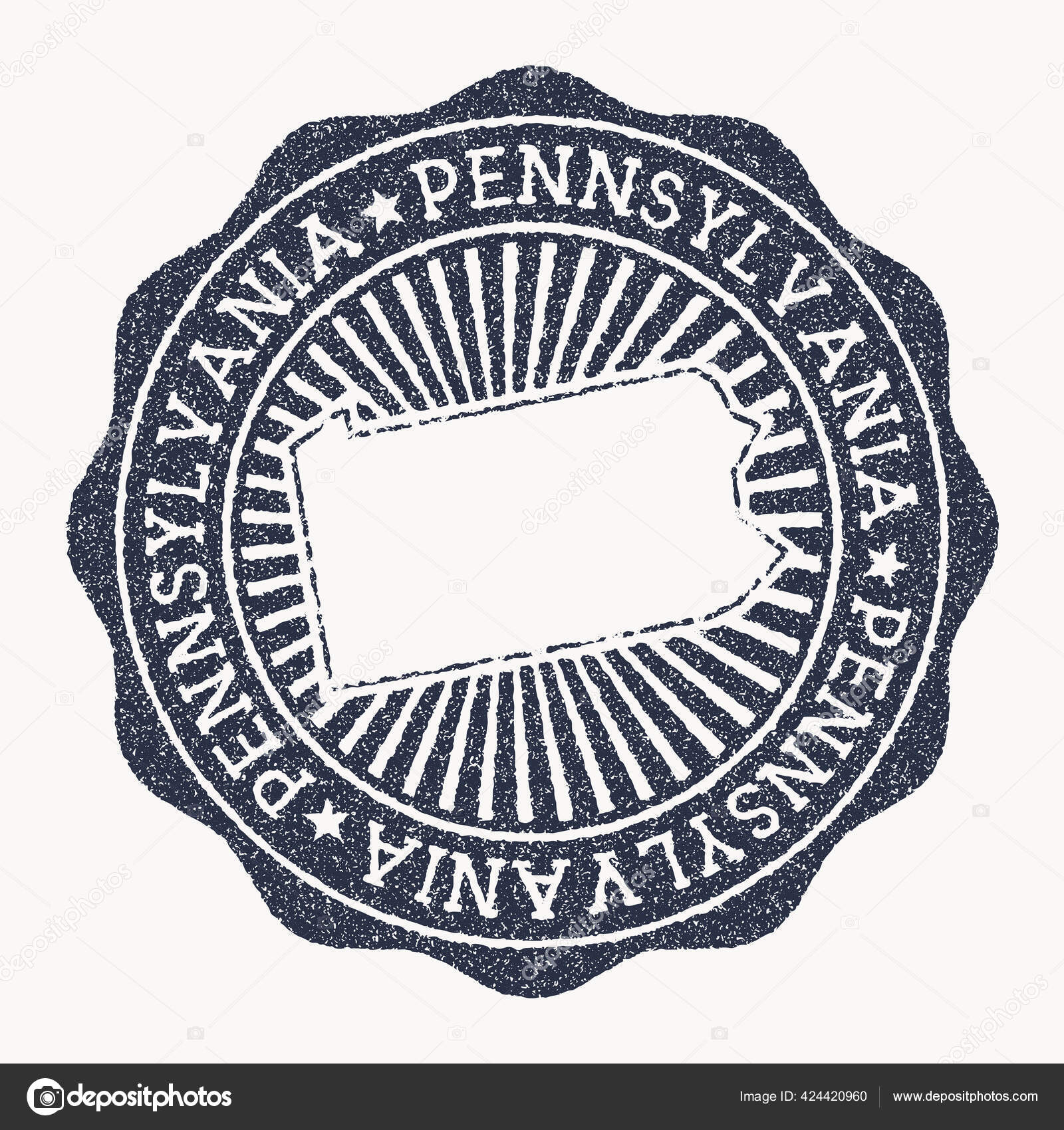 Pennsylvania stamp Travel rubber stamp with the name and map of us ...