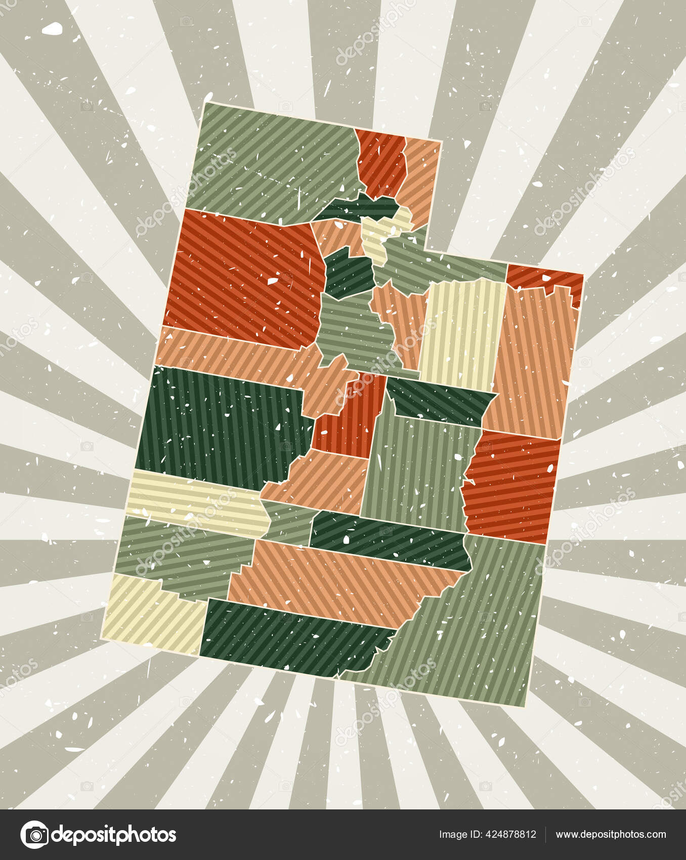 Utah vintage map Grunge poster with map of the us state in retro color ...