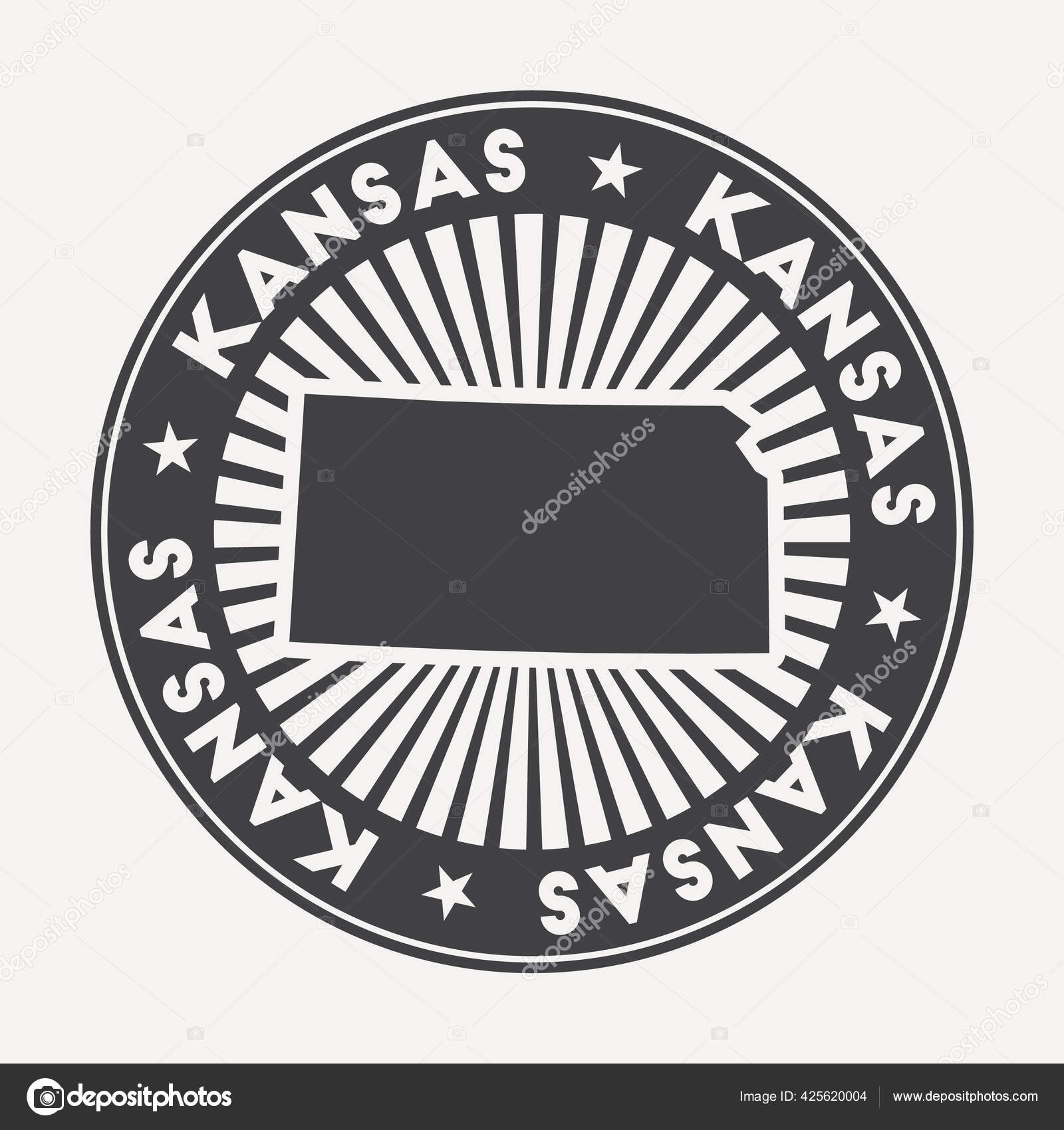 Kansas round logo Vintage travel badge with the circular name and map ...