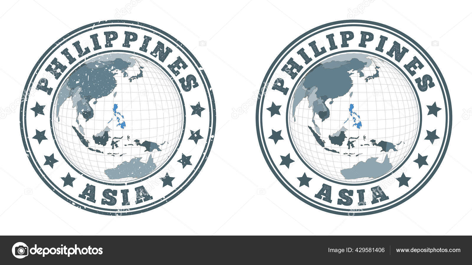 Philippines round logos Circular badges of country with map of ...