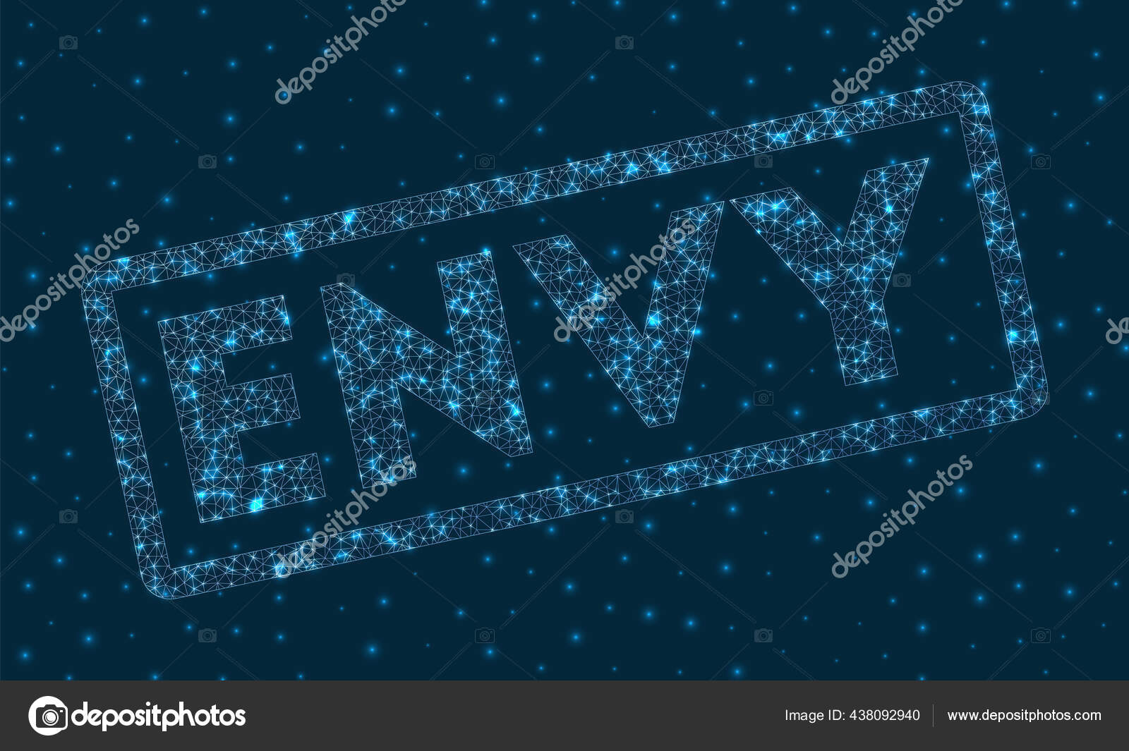 Envy word in digital style Glowing geometric envy badge Radiant vector ...