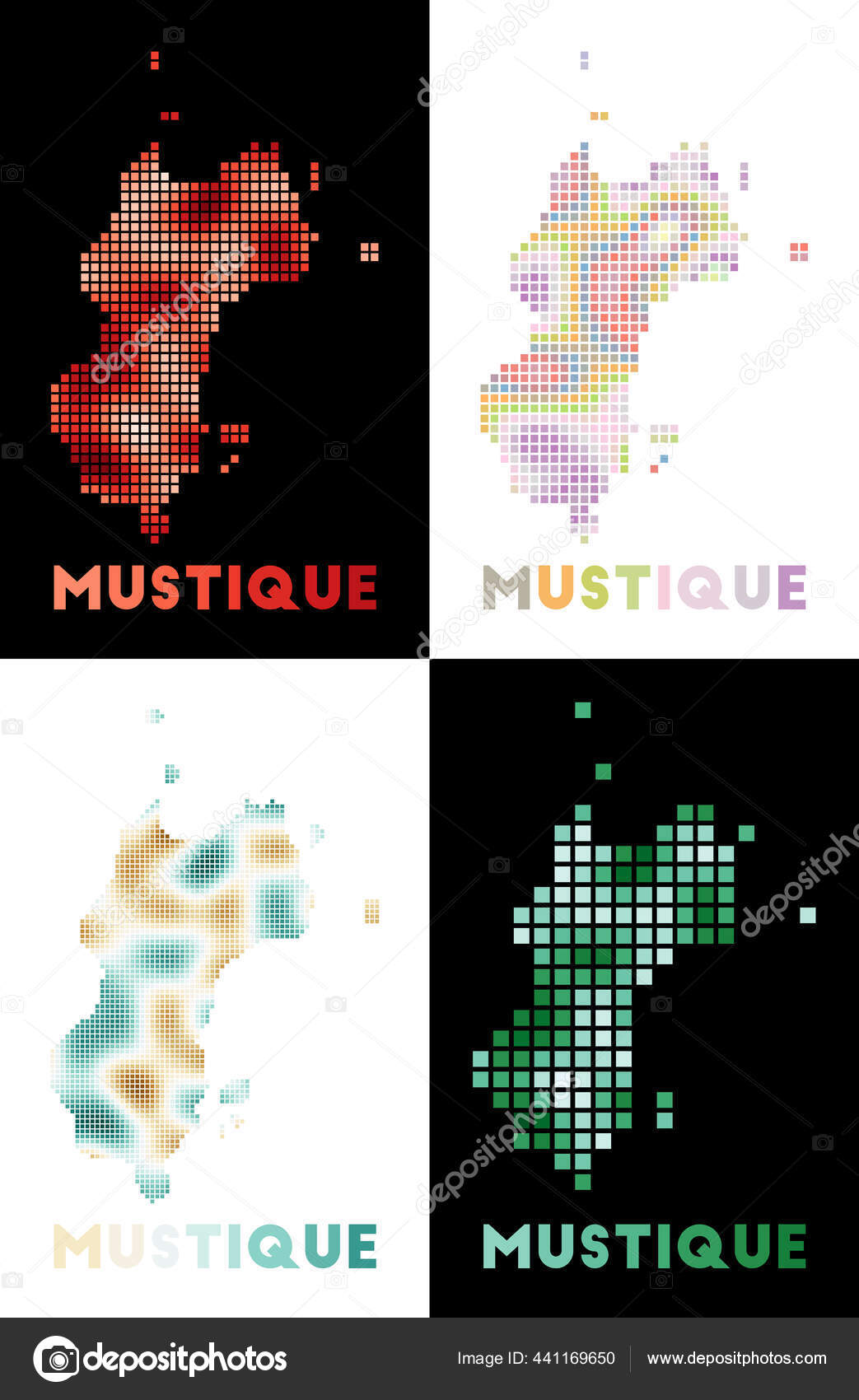 Mustique Map Collection Map Mustique Dotted Style Borders Island Filled ...