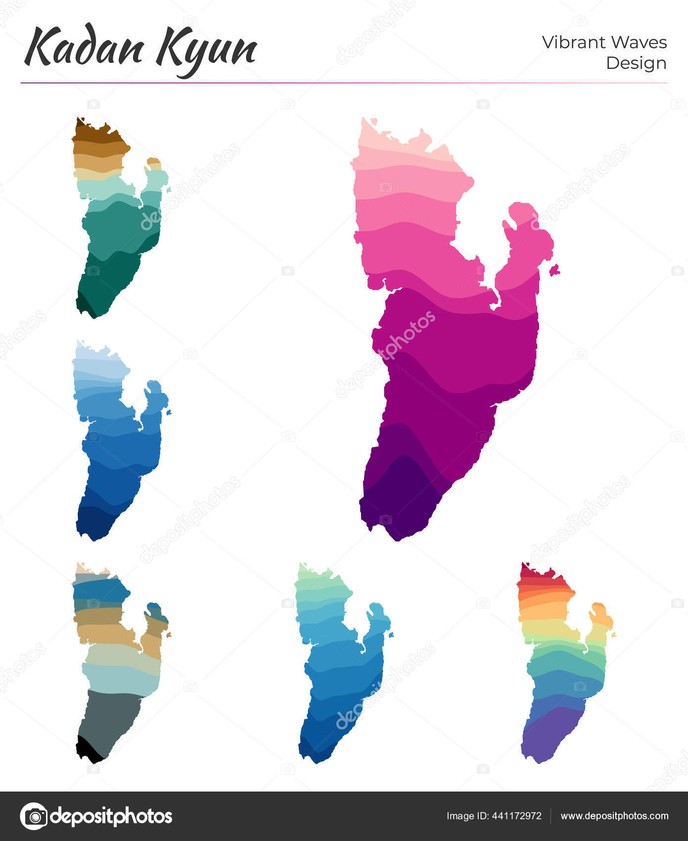 Set Vector Maps Kadan Kyun Vibrant Waves Design Bright Map Stock Vector ...