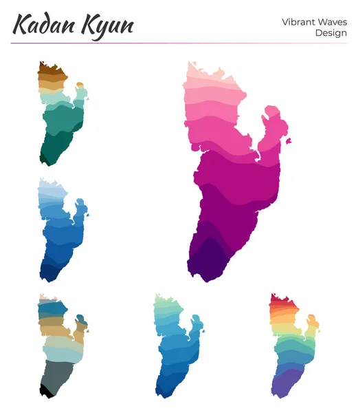 Set of vector maps of Kadan Kyun. Vibrant waves design. Bright map of ...