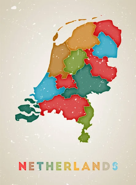 Mapa Izraela Plakat Kraju Kolorowymi Regionami Stara Faktura Grunge Ilustracja wektor stockowy ...