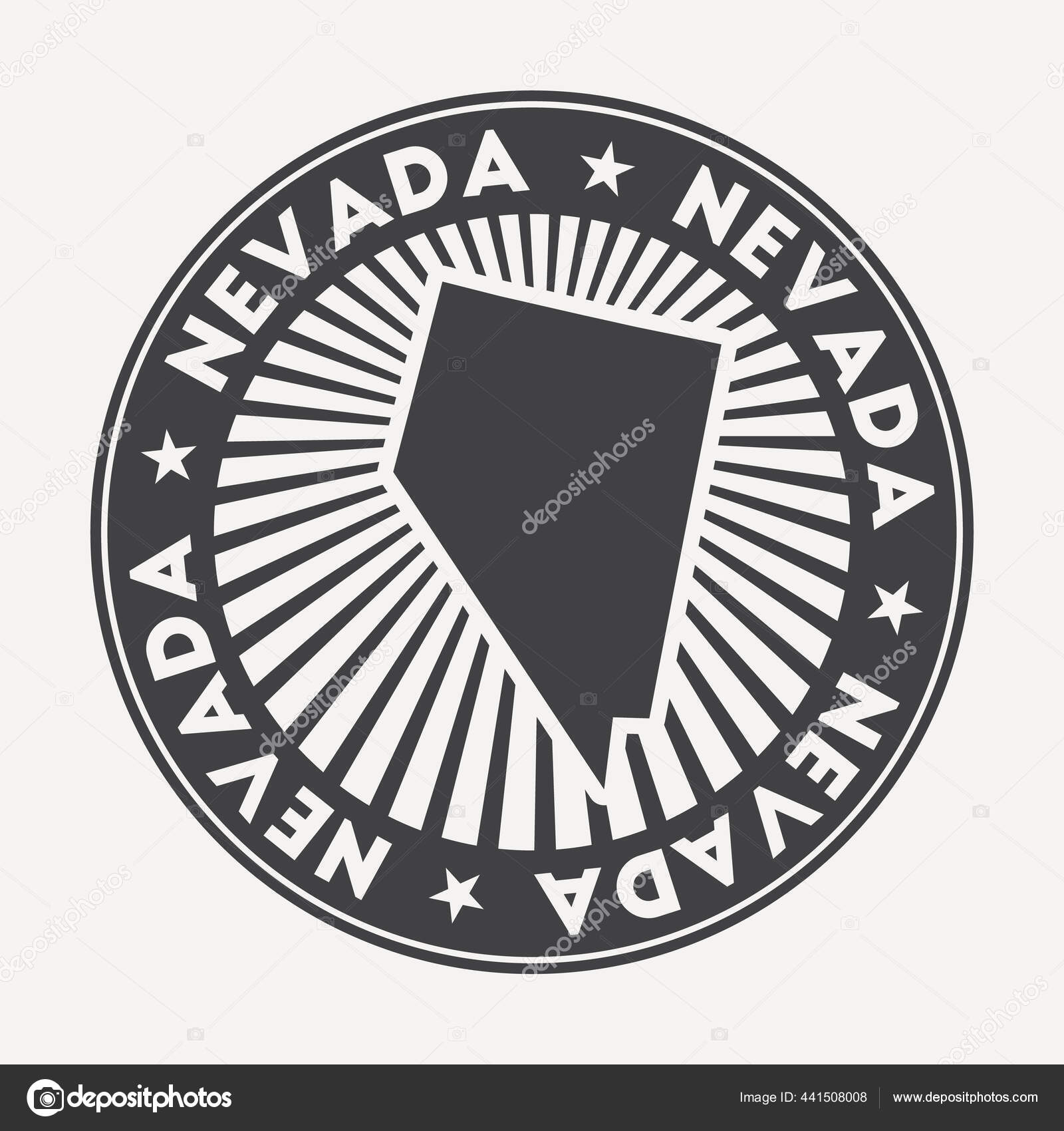Logo redondo Nevada Insignia de viaje vintage con el nombre circular y ...