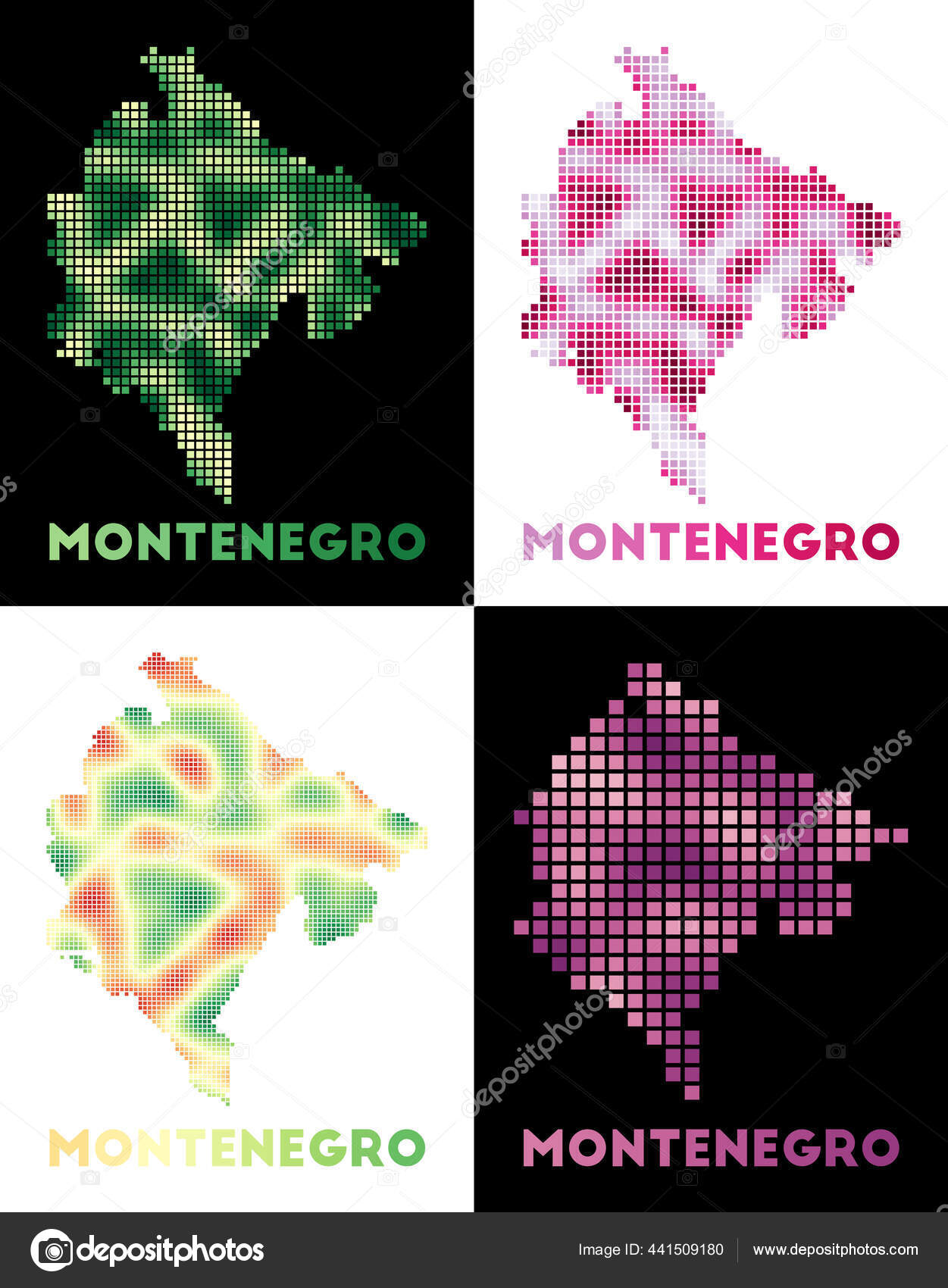 Montenegro map Collection of map of Montenegro in dotted style Borders ...