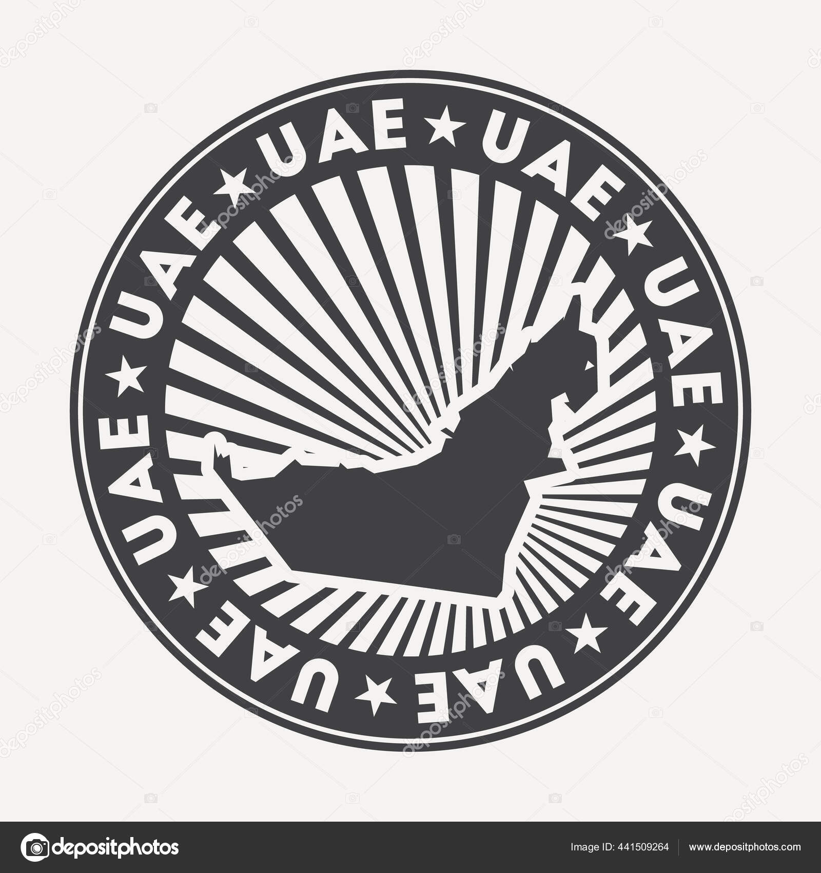 UAE round logo Vintage travel badge with the circular name and map of ...