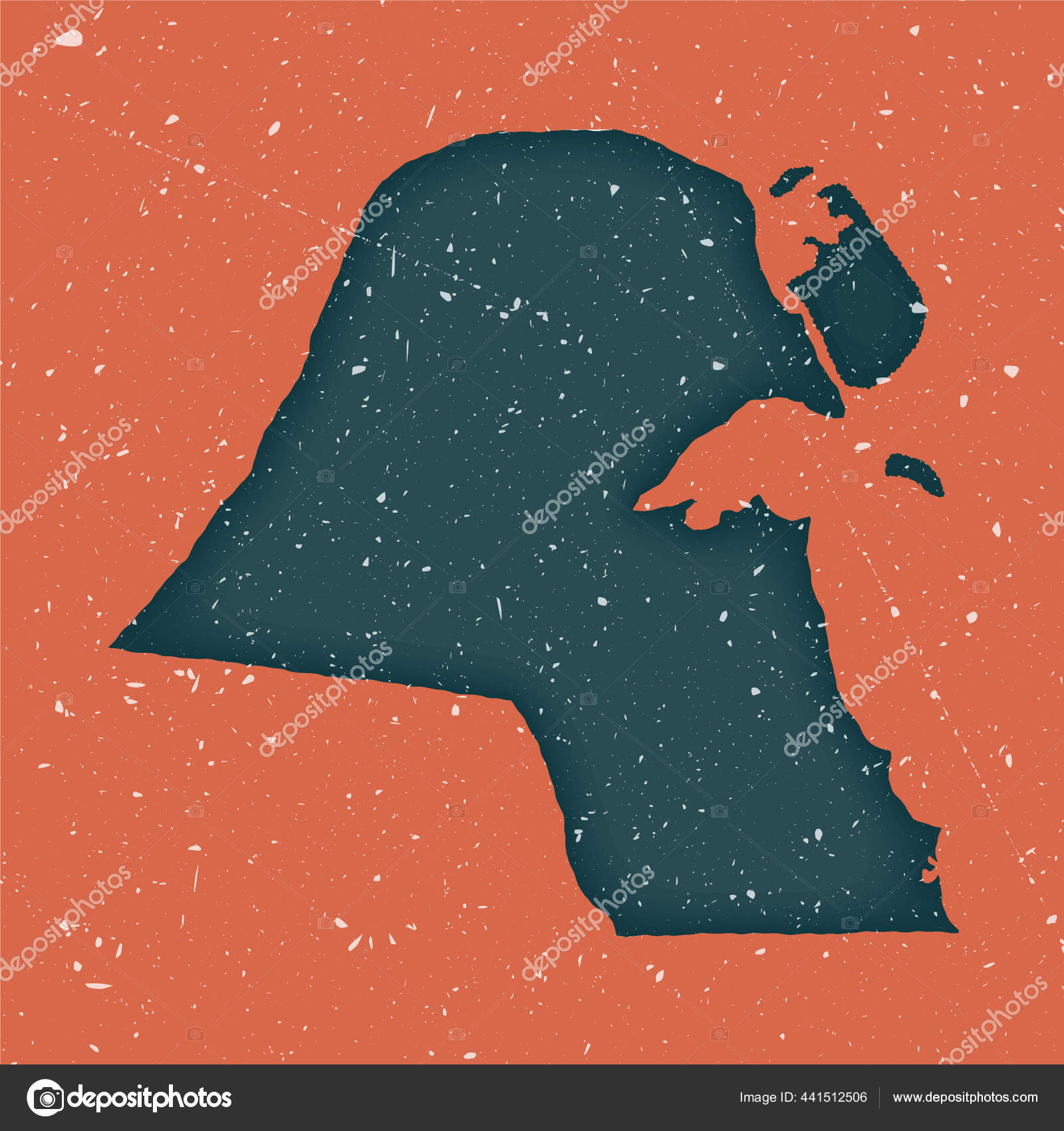 Peta kuno Kuwait Peta Grunge negara dengan tekstur tertekan Kuwait ...