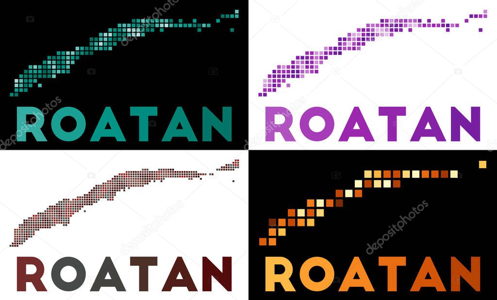 Mapa de Roatán Colección de mapa de Roatán en estilo punteado Fronteras ...
