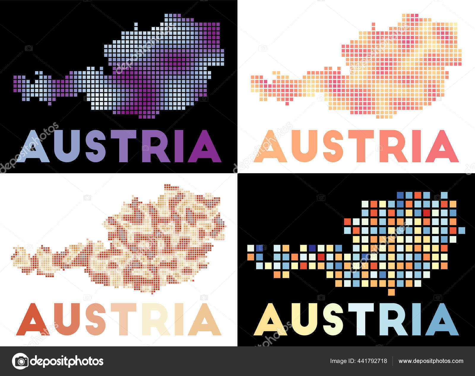Austria Map Collection Map Austria Dotted Style Borders Country Filled Vector de stock por ...