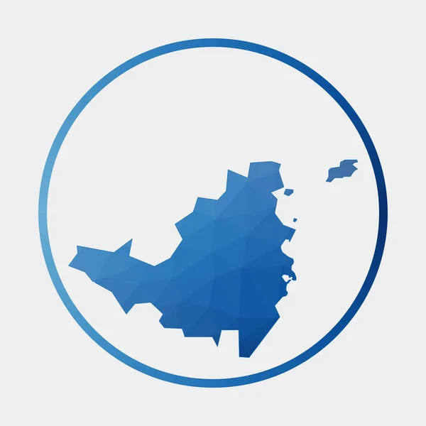 Saint Martin icon. Polygonal map of the island in gradient ring. Round ...
