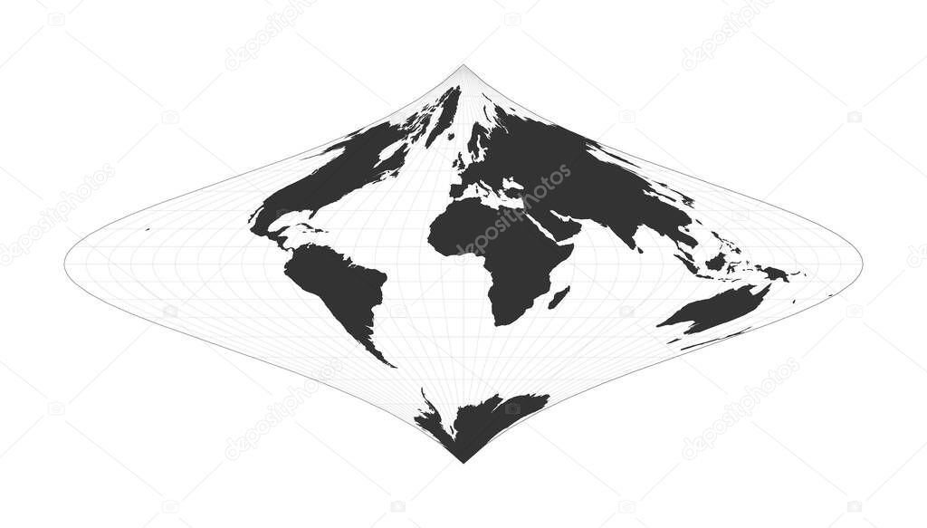 Map of The World. Foucaut%27s stereographic equivalent projection ...