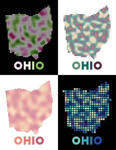 Michigan map Collection of map of Michigan in dotted style Borders of ...