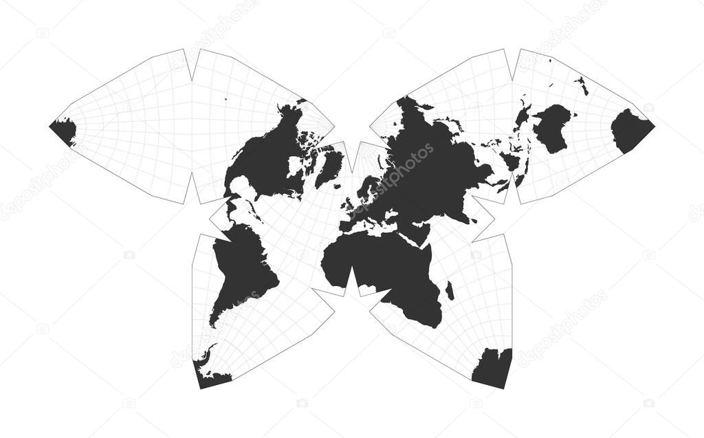 Map of The World. Steve Waterman%27s butterfly projection. Globe with ...