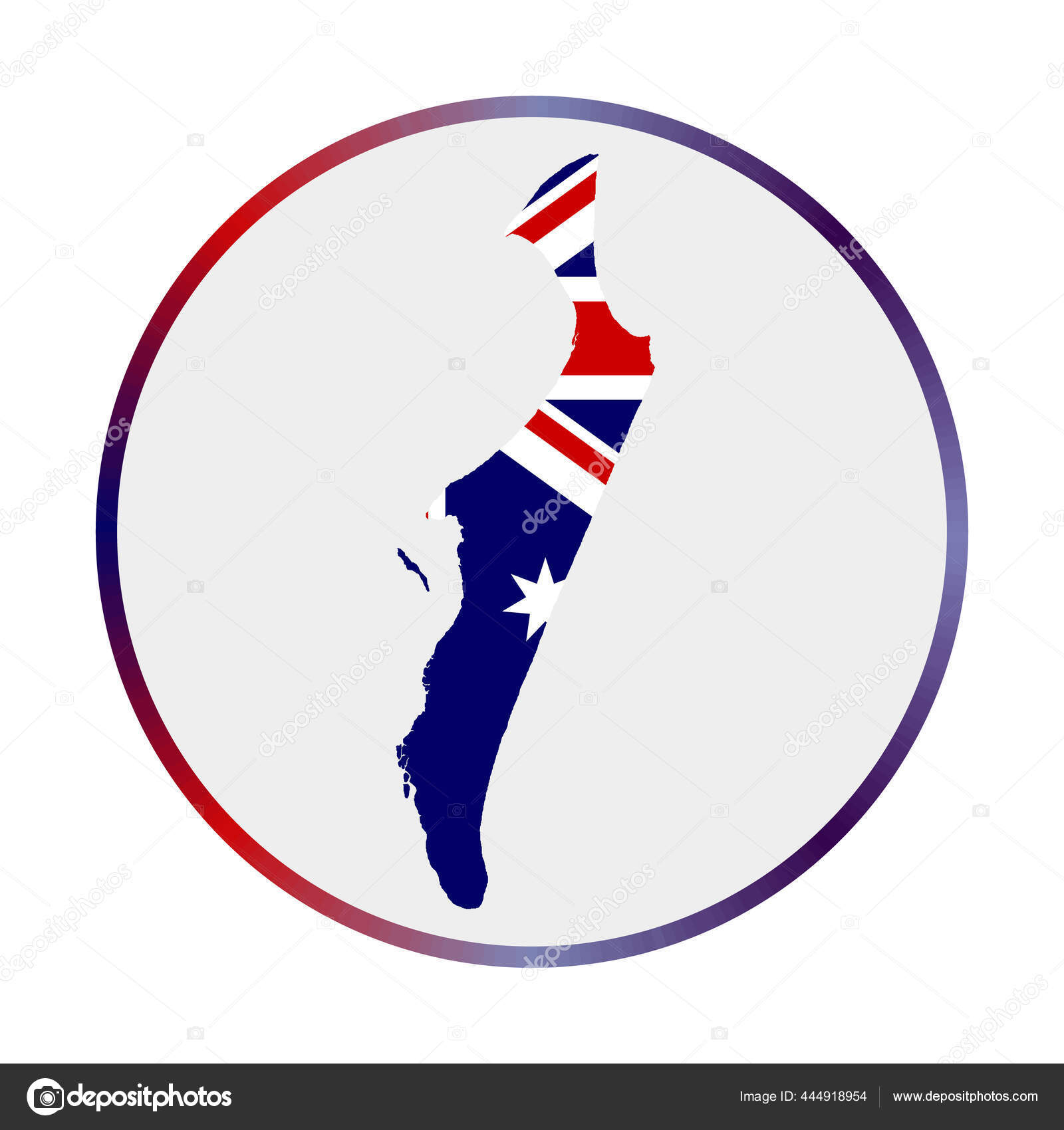 Fraser Island icon Shape of the island with Fraser Island flag Round ...
