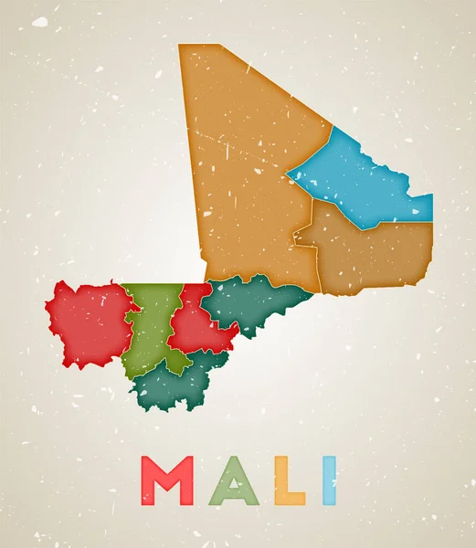 Mapa Izraela Plakat Kraju Kolorowymi Regionami Stara Faktura Grunge Ilustracja wektor stockowy ...