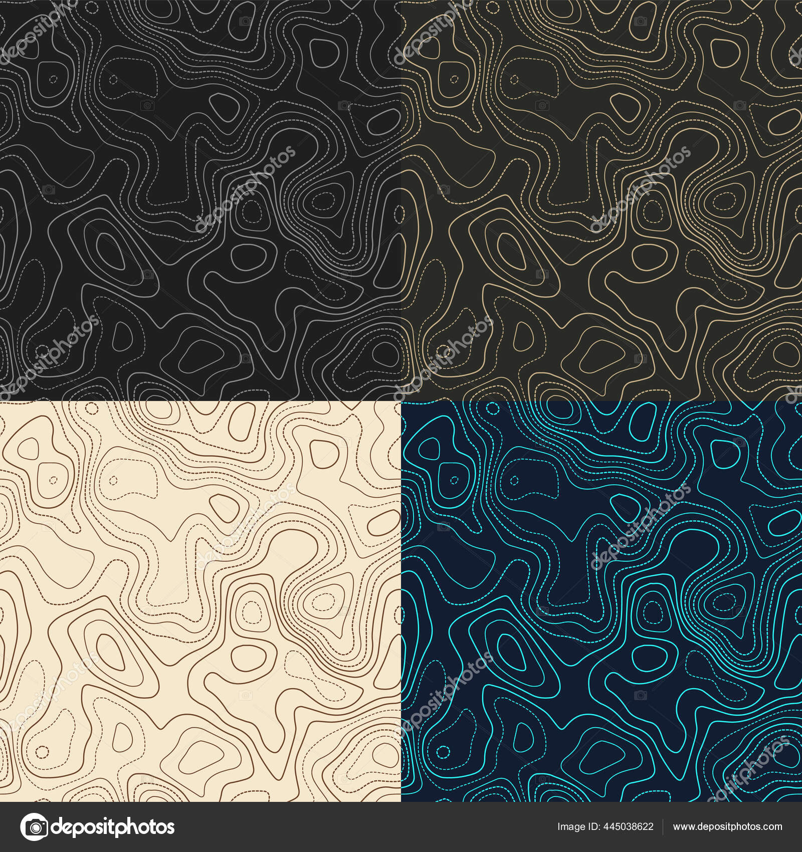 Topography patterns Seamless elevation map tiles Appealing isoline ...
