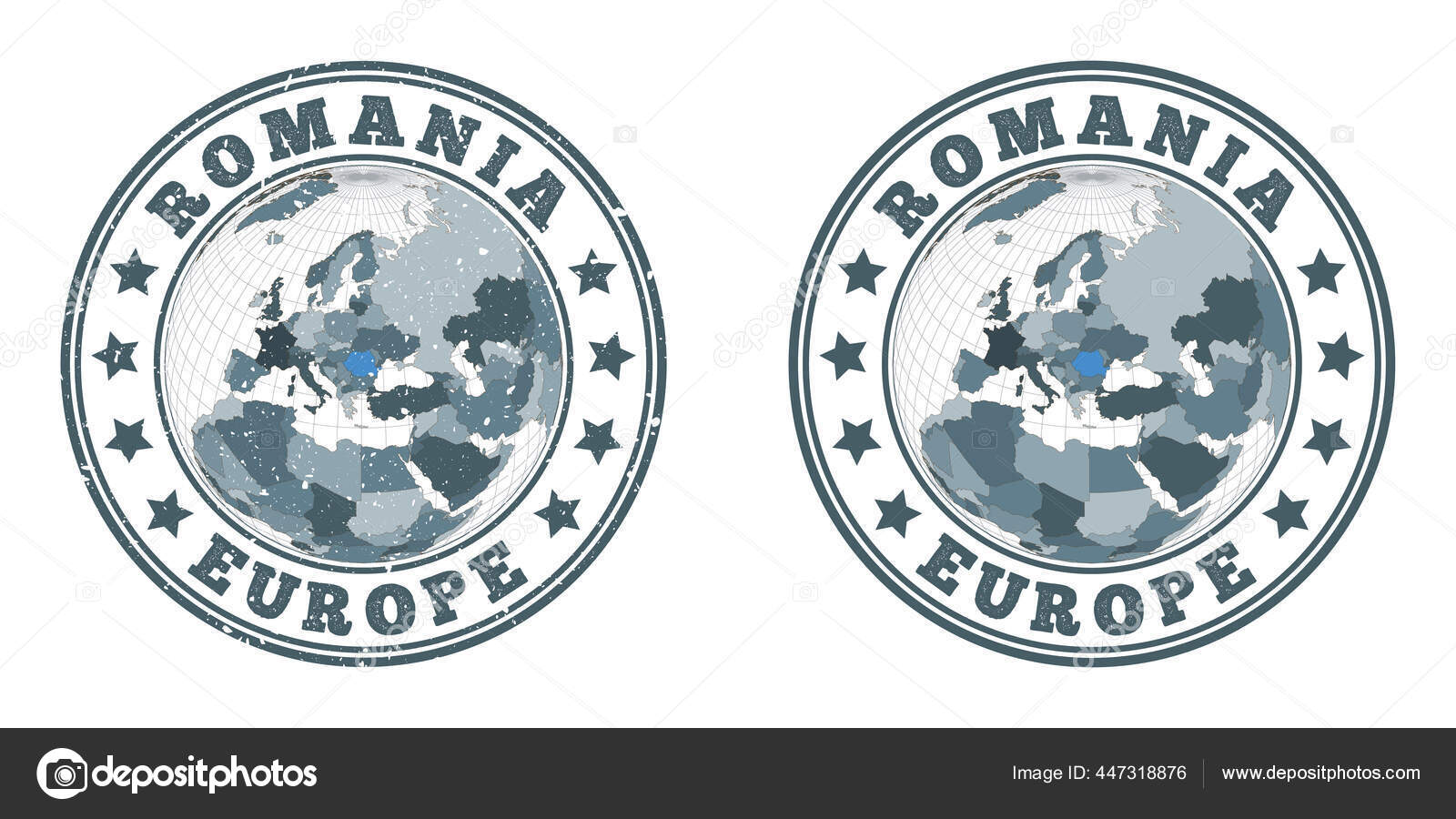 Rumania redondo logos Insignias circulares del país con mapa de Rumania ...