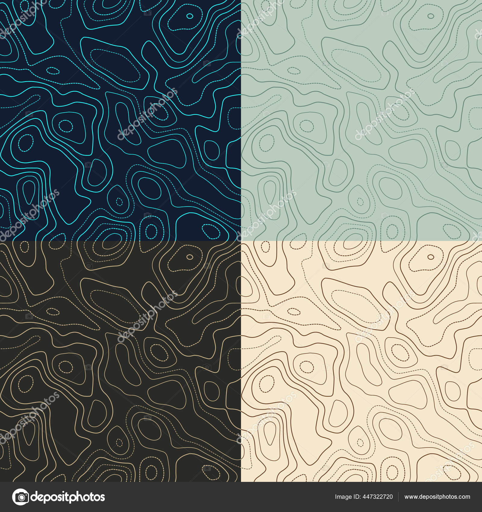 Topography patterns Seamless elevation map tiles Amazing isoline ...