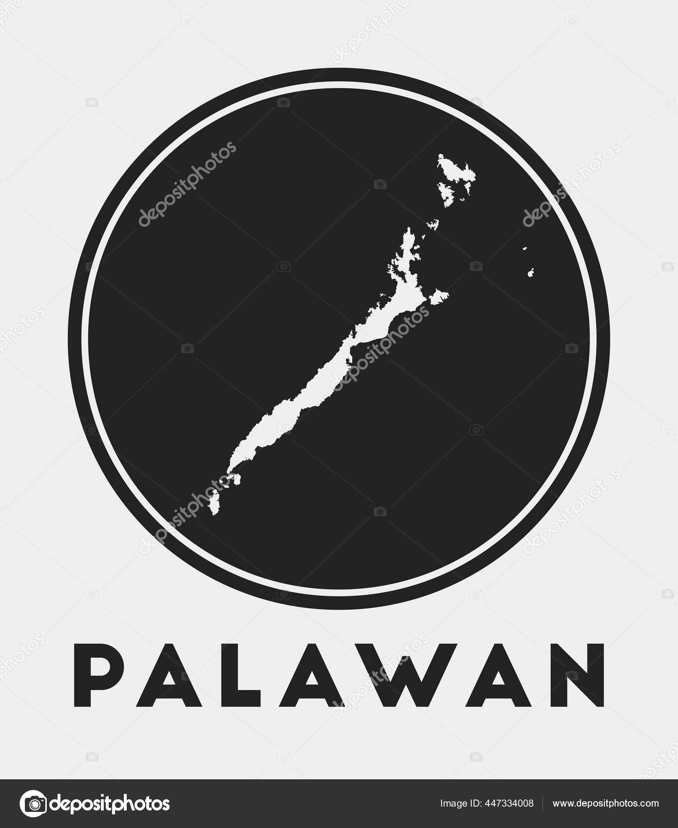 Palawan icon Round logo with island map and title Stylish Palawan badge ...