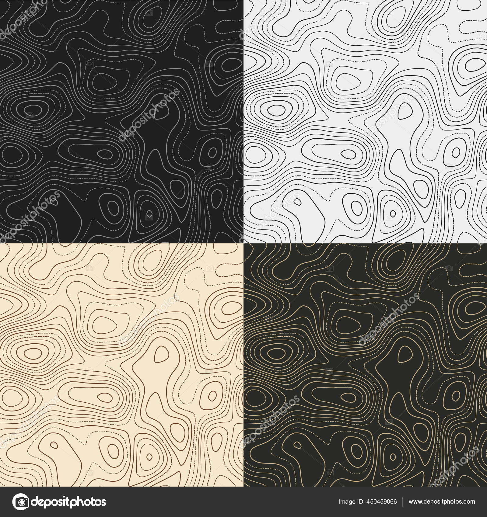 Topography Patterns Seamless Elevation Map Tiles Authentic Isoline ...