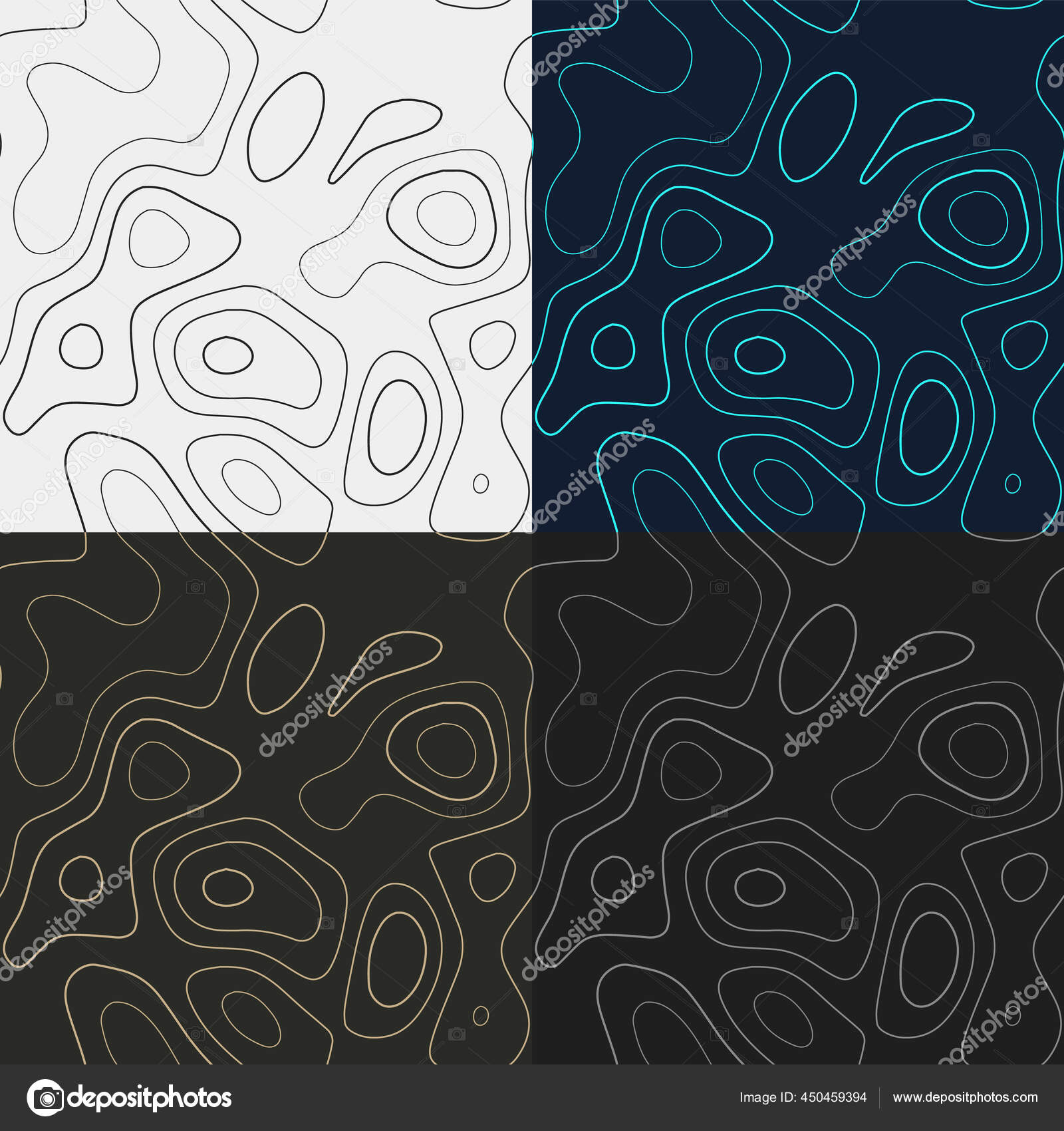 Topography Patterns Seamless Elevation Map Tiles Beautiful Isoline ...