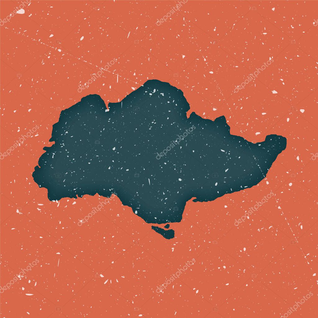 Sentosa vintage map. Grunge map of the island with distressed texture ...