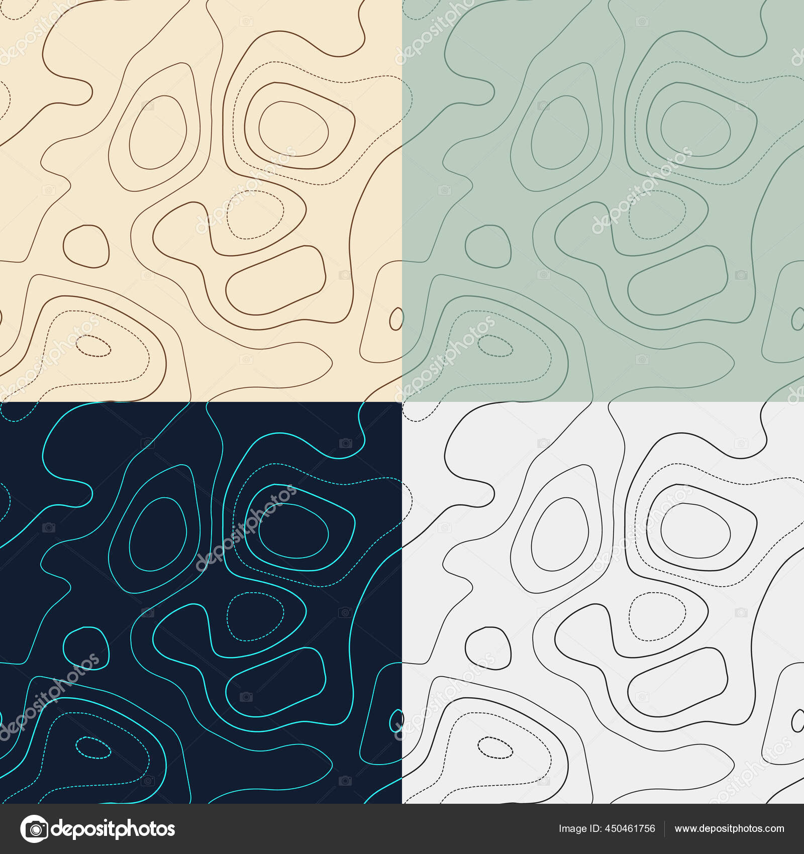 Topography patterns Seamless elevation map tiles Beautiful isoline ...