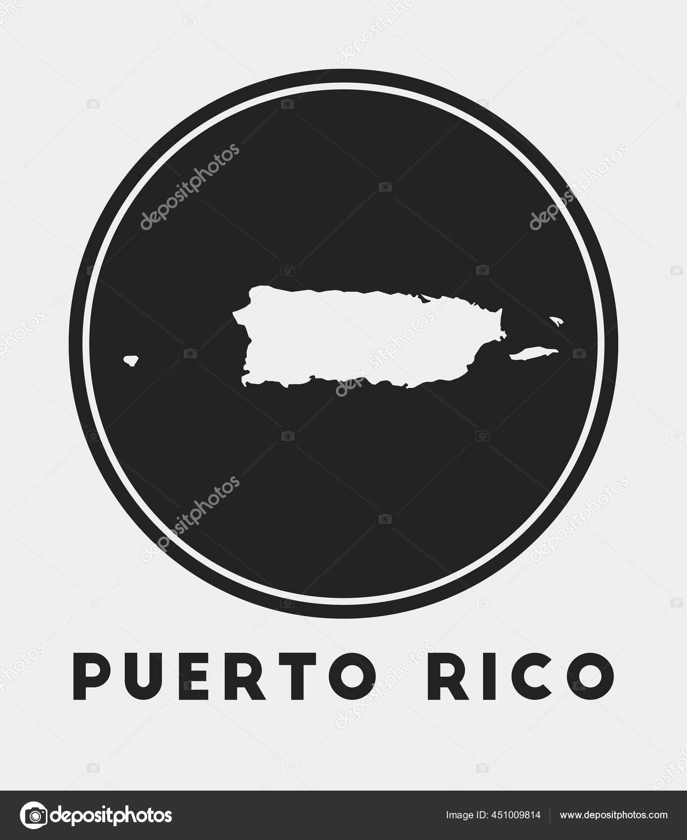 Icono de Puerto Rico Logo redondo con mapa de país y título Elegante ...