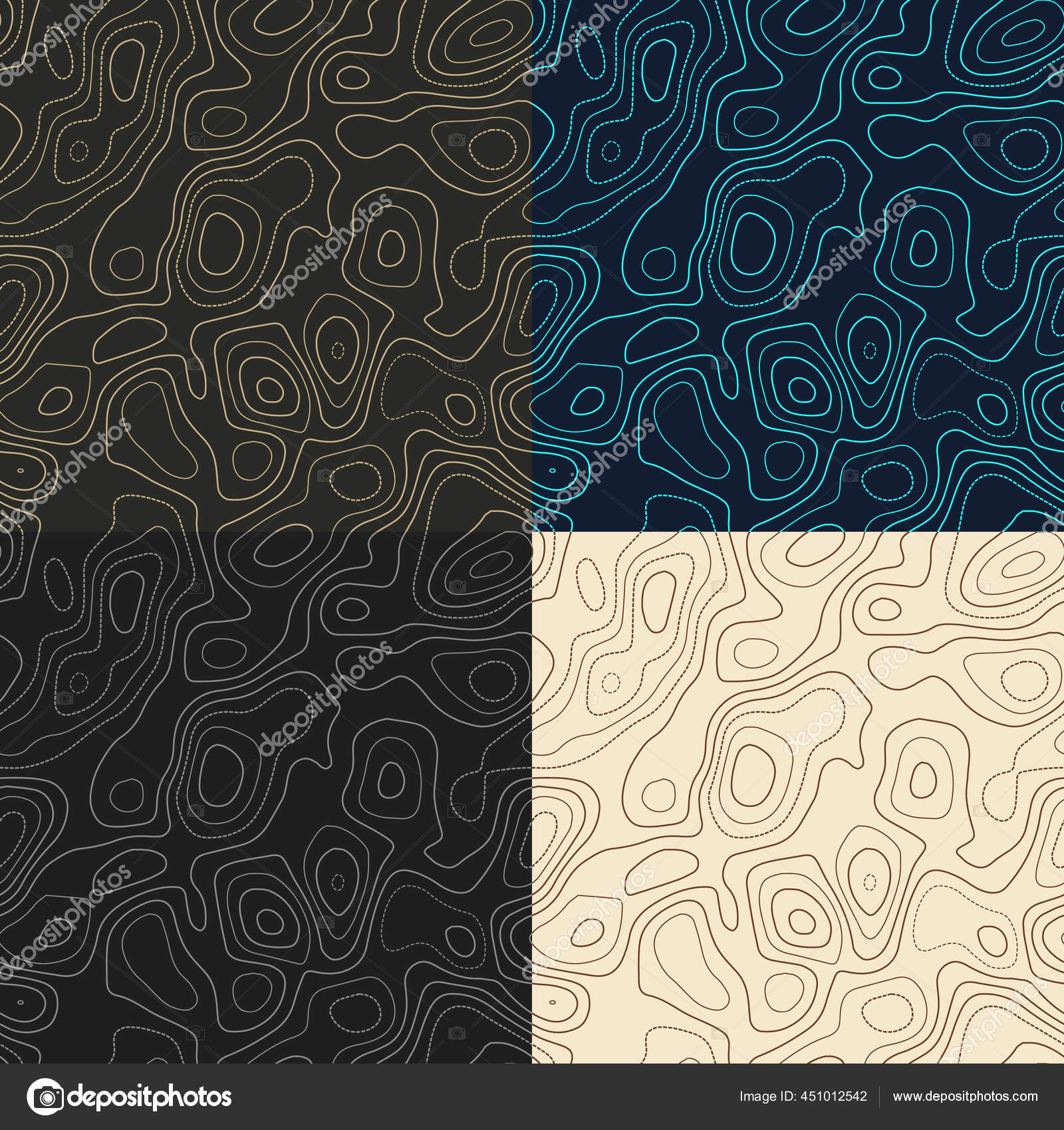 Topography patterns Seamless elevation map tiles Appealing isoline ...