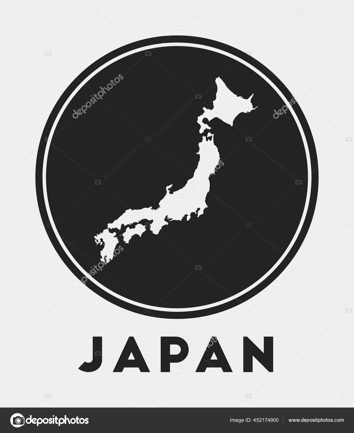 Japan icon Round logo with country map and title Stylish Japan badge ...