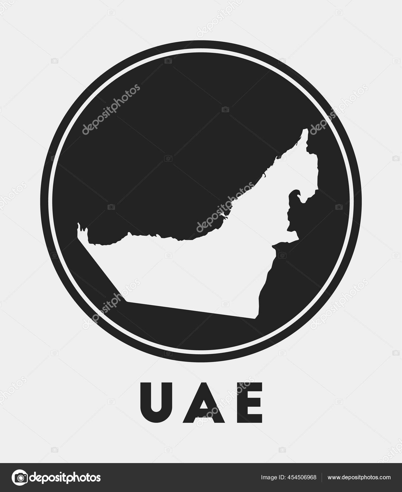 UAE icon Round logo with country map and title Stylish UAE badge with ...
