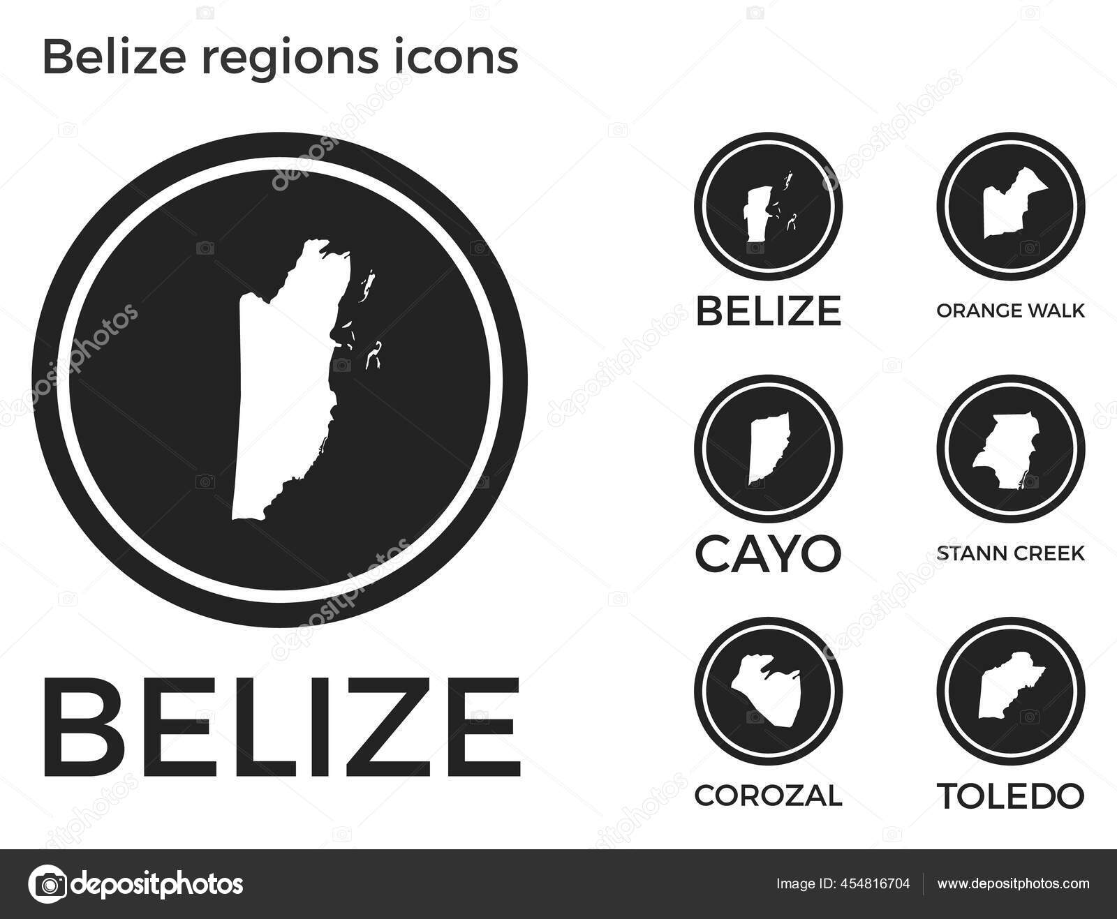 Belize Regions Icons Black Logos Country Regions Maps Titles Vector ...