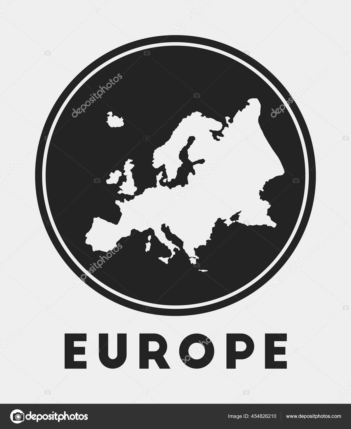 Europe Icon Logo Continent Map Title Stylish Europe Badge Map Stock ...
