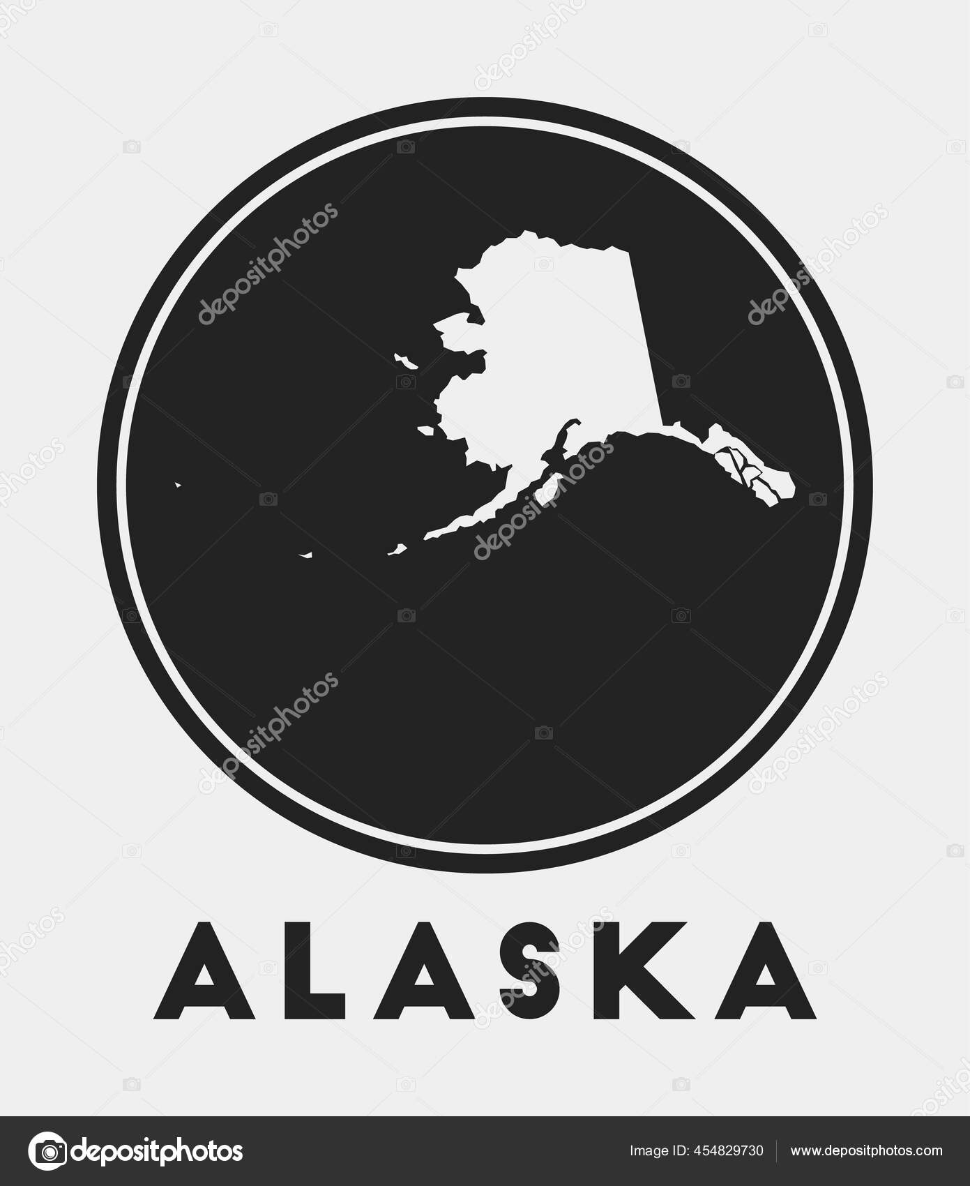 Alaska Icon Logo State Map Title Stylish Alaska Badge Map Stock Vector ...