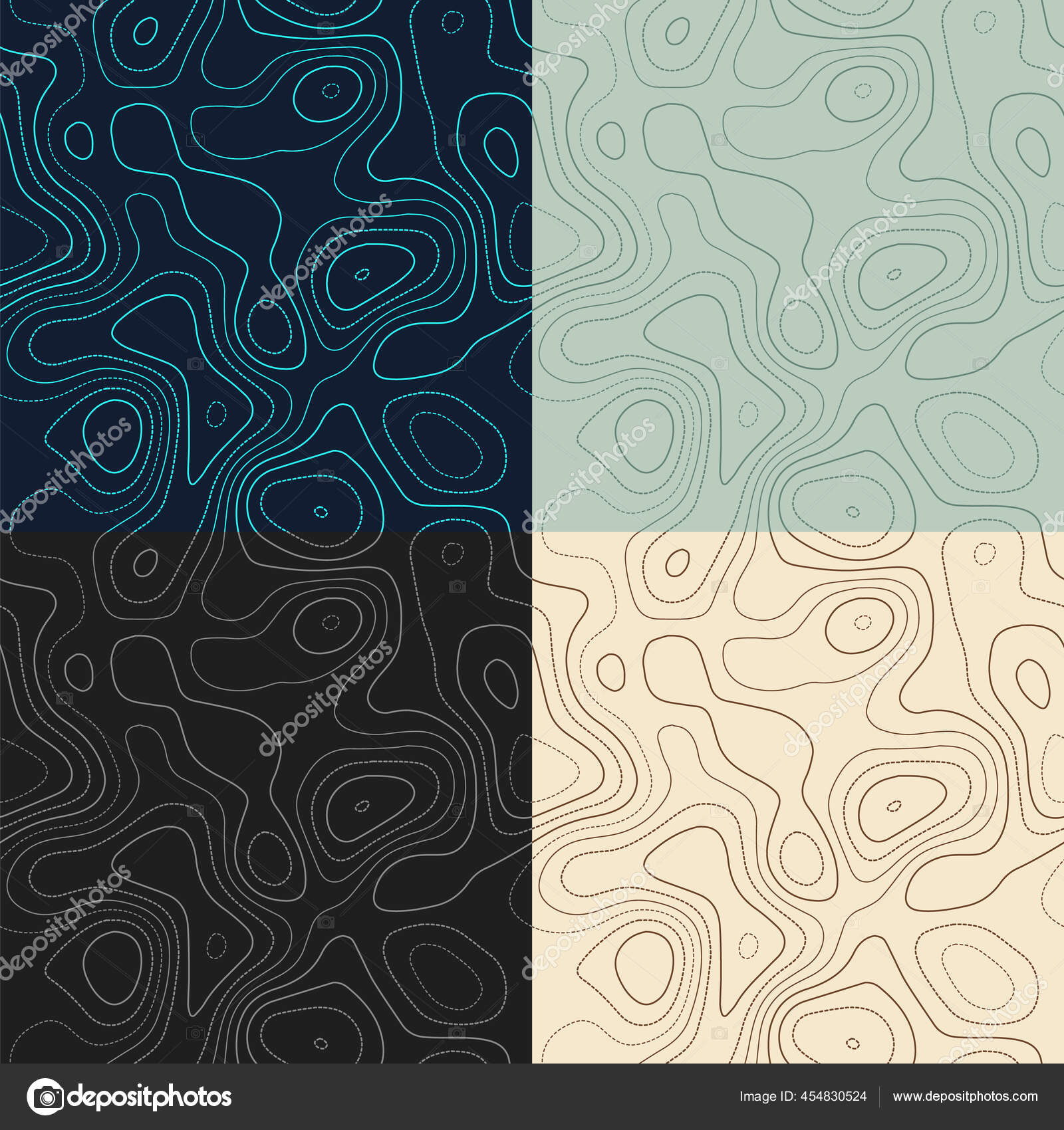 Topography patterns Seamless elevation map tiles Attractive isoline ...