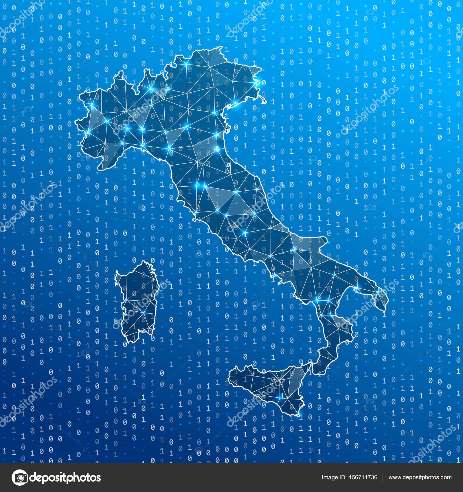 Network map of Italy Country digital connections map Technology ...