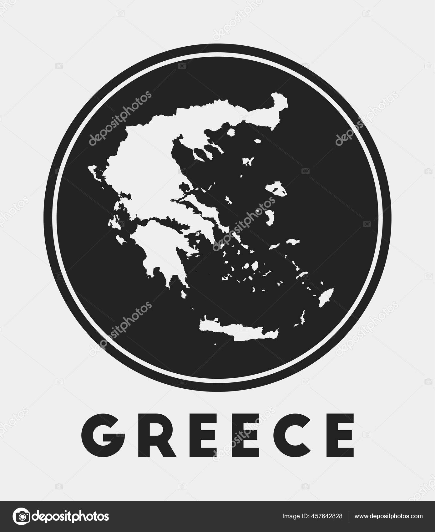 Greece icon Round logo with country map and title Stylish Greece badge ...